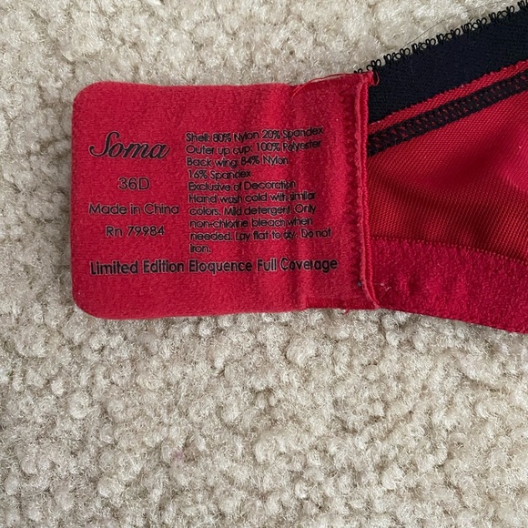 Soma | Intimates & Sleepwear | Soma Red Black Lace Beaded Bra 36d ...